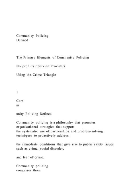 Community Policingdefinedthe Primary Elements Of Com