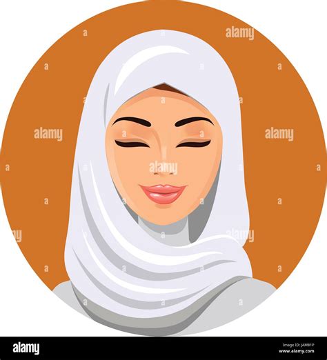 Beautiful Muslim Woman In Hijab Closing Her Eyes Vector Flat Icon Avatar Stock Vector Image