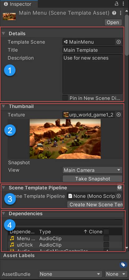 Unity Manual Editing Scene Templates