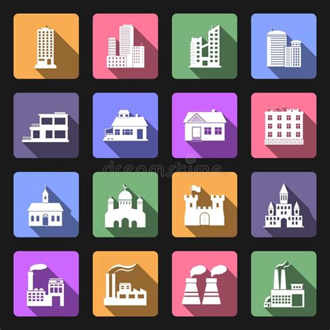 Building Minimal Thin Line Web Icon Set Stock Vector Illustration Of Hospital Fortress