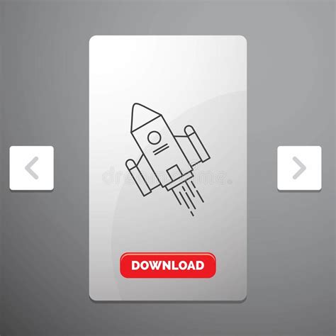 Space Craft Shuttle Space Rocket Launch Line Icon In Carousal Pagination Slider Design And Red