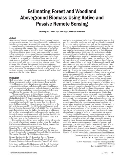 Pdf Estimating Forest And Woodland Aboveground Biomass Using Active