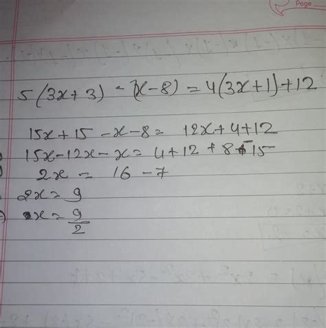 Solve For X5 3x 3 X 8 4 3x 1 12