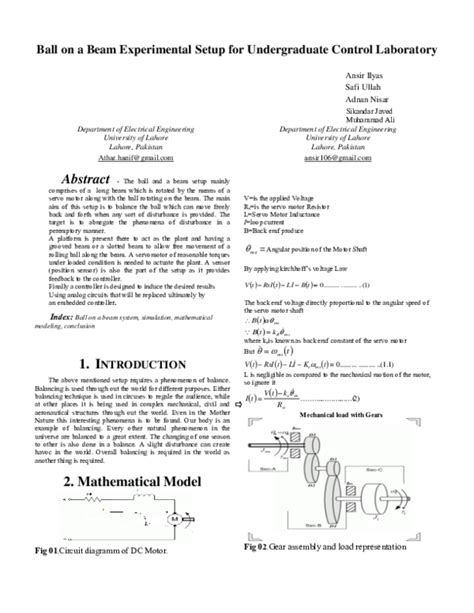 Doc Ball On A Beam Experimental Setup For Undergraduate Control Laboratory