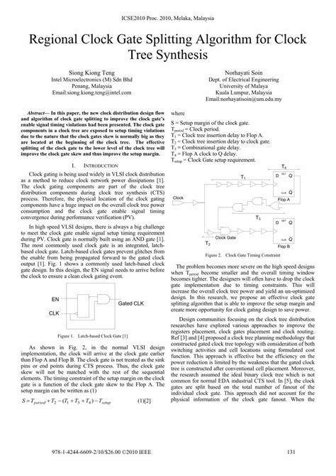 Pdf Regional Clock Gate Splitting Algorithm For Clock Tree