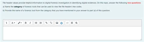 Solved File Header Values Provide Helpful Information To Chegg Com
