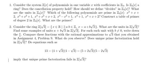 Solved Consider The System Z X Of Polynomials In One Chegg