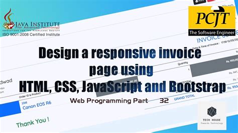 design a responsive invoice page using html css javascript and