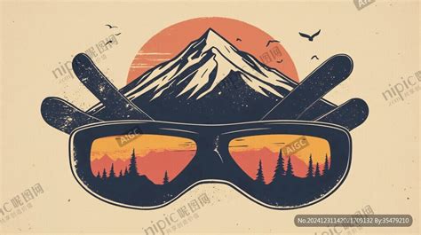 Ai创作图滑雪复古 探险视 滑雪眼镜 富士山插画 山地插画 山设计 峰会设计 山图形设计 登山插画 山景设计 山海报 登山旅行极限运动 简约山插画 户外旅行旅游背景 滑雪插画 昵图网