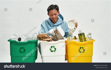 Asian Man Sorting Garbage Glass Plastic Stock Photo 2245673683 Shutterstock