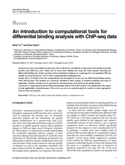 Pdf An Introduction To Computational Tools For Differential Binding