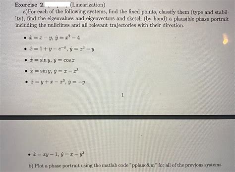 Solved Exercise Linearization A For Each Of The Chegg