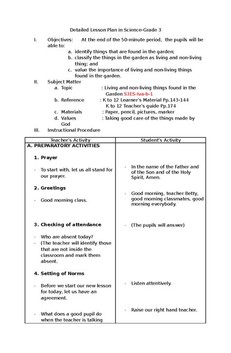 Detailed Lesson Plan In Science 3 Detailed Lesson Plan In Science