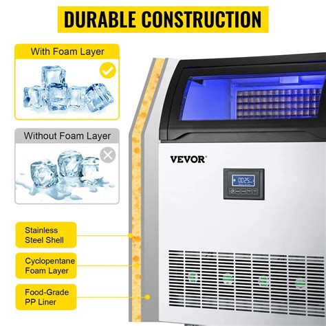 Vevor 110v Commercial Ice Maker Machine 200lbs24h 710w Stainless