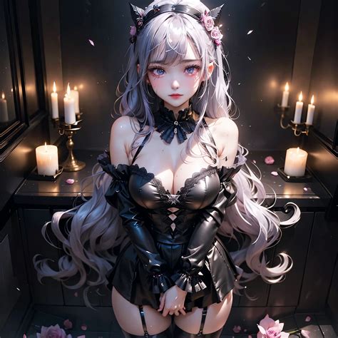 긴 머리를 가진 검은 드레스를 입은 여자의 클로즈업 Seaart Ai