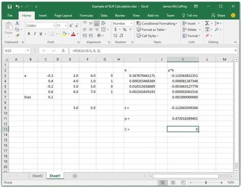 An Example Kernel Logistic Regression Calculation James D Mccaffrey