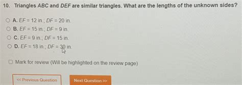 Triangles Abc And Def Are Similar Triangles What Are The Lengths Of