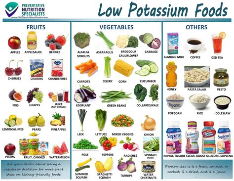 Printable Low Potassium Foods Chart Printable Chart Template
