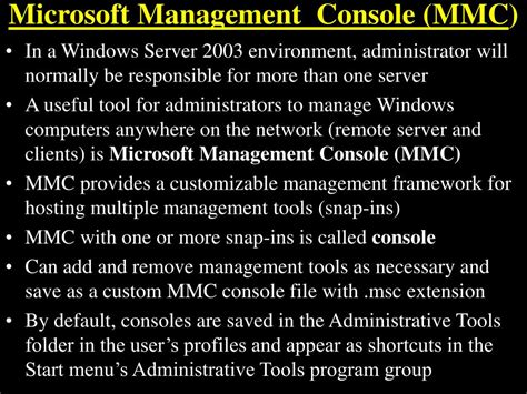 PPT Microsoft Management Console MMC PowerPoint Presentation Free Download ID 101197