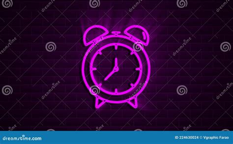 Time And Clock On Neon Sign Night Bright Advertisement Motion Graphics Stock Footage Video