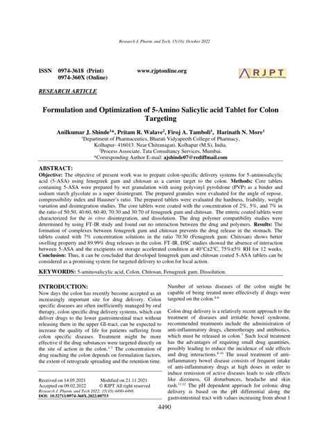 Pdf Print 0974 360x Online Formulation And Optimization Of 5 Amino