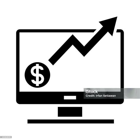 그림 의 재무 분석 컴퓨터 모니터 와 성장 화살표 위쪽으로 차트 아이콘 벡터 0명에 대한 스톡 벡터 아트 및 기타 이미지 Istock