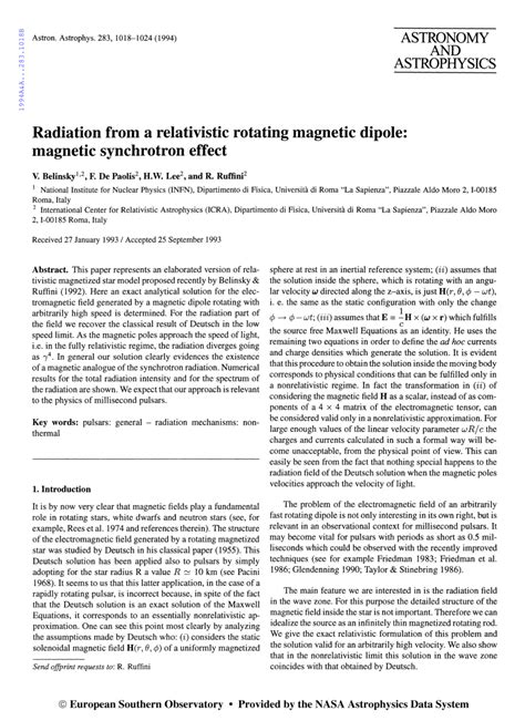 Pdf Radiation From A Relativistic Rotating Magnetic Dipole Magnetic