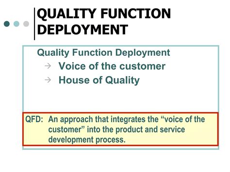Quality Function Deployment Qfd Ppt