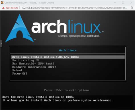Solved Step By Step Installation On Proxmox Installation Arch Linux Forums