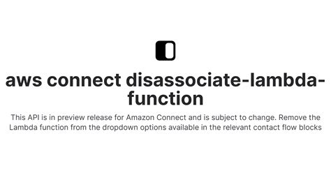 Aws Connect Disassociate Lambda Function Fig