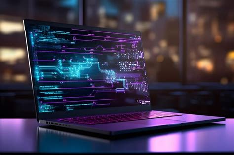 Premium Photo A Coding Laptop Shows Code On The Screen Detailed Worldbuilding Data Visualization