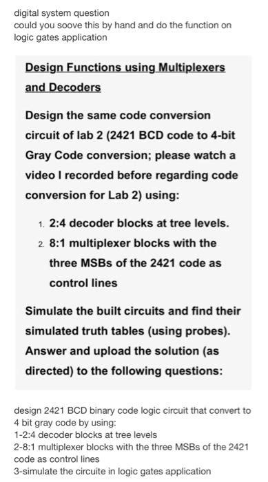 Solved I Need This 3 Hours Plz Design 2421 Bcd Code That
