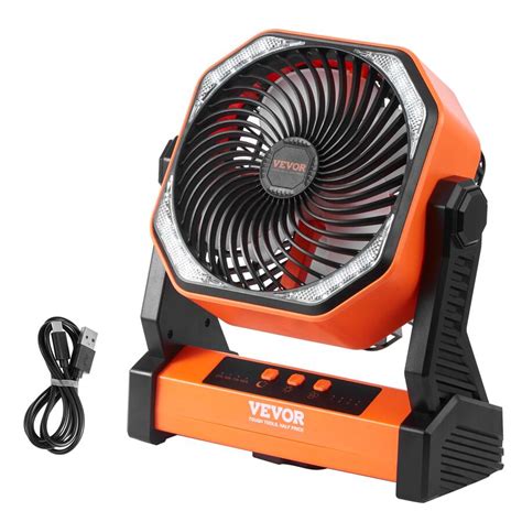 Vevor Portable Fan Rechargeable 8 Inch Battery Powered Fan With Led