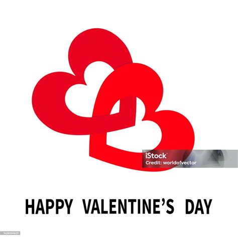 행복한 발렌타인 데이 하트 세트 교차로가있는 붉은 마음 두 개의 교차 된 마음 Thik 라인 아이콘입니다 낙서 손 그리기 그래픽