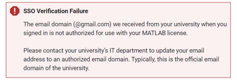 matlab error creating mathworks account university email