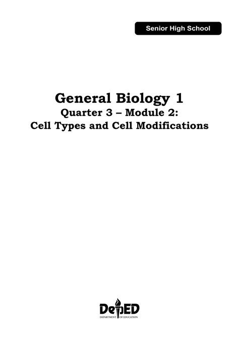 SOLUTION General Biology 1 Quarter 3 Module 2 Cell Types And Cell Modifications Studypool