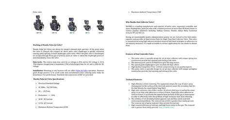 Dust Collector Pulse Valve Manufactured By Maniks Pulse Valve Page 2