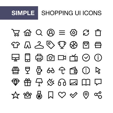 set of online shopping icons for simple flat style ui design stock