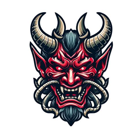 Oni Head Vector Mascot On White Background Premium Ai Generated Vector