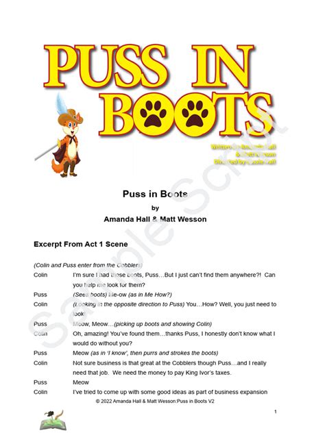 Puss In Boots V2 Sample Script 2023 Pdf Foot Footwear
