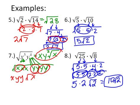 Ms Hale S Math Page Algebra Simplifying Radical Expressions