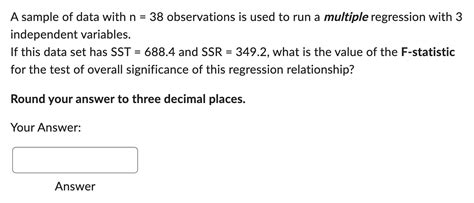 Solved A Sample Of Data With N Observations Is Used To Chegg Com