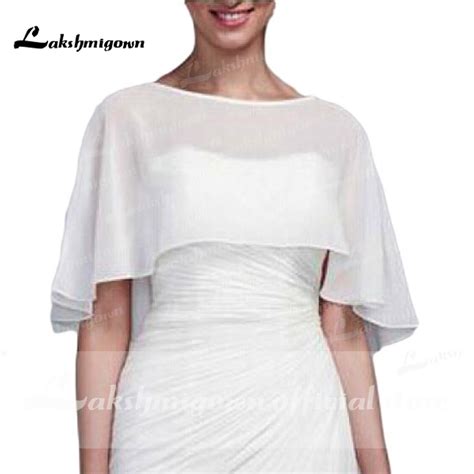 White Chiffon Shawl Wrapped In Bolero Bridal Weddi Grandado