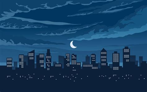Vector City Night Illustration 2042713 Vector Art At Vecteezy