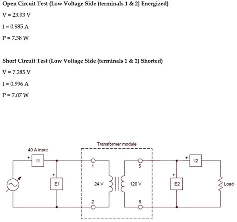 Open Circuit Test Low Voltage Side Terminals 1 2 Energized V 23