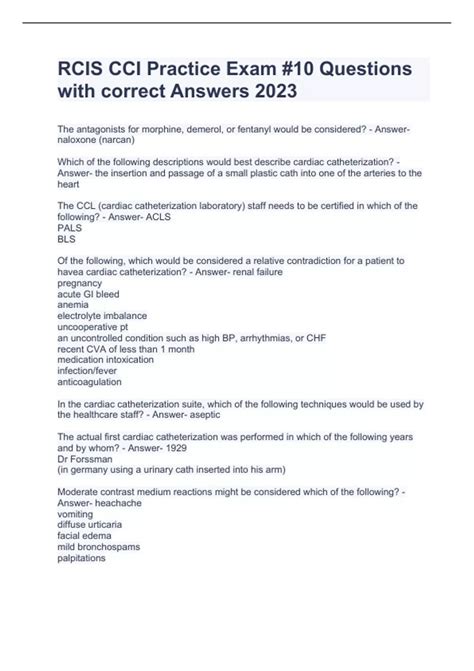 Rcis Cci Practice Exam 10 Questions With Correct Answers 2023 Rcis Stuvia Us