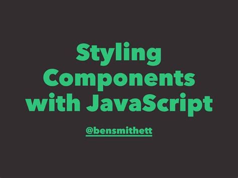 Styling Components With Javascript Melbcss Edition Pdf Web Design