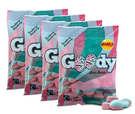 Bubs Swedish Sour Candy Raspberry Blueberry Flavor Vegan 4 Packs 90g