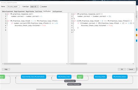 accuracy check and loop routine skip builder psychopy