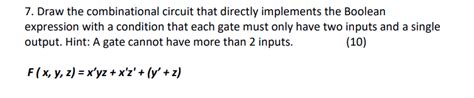 Solved Draw The Combinational Circuit That Directly Chegg